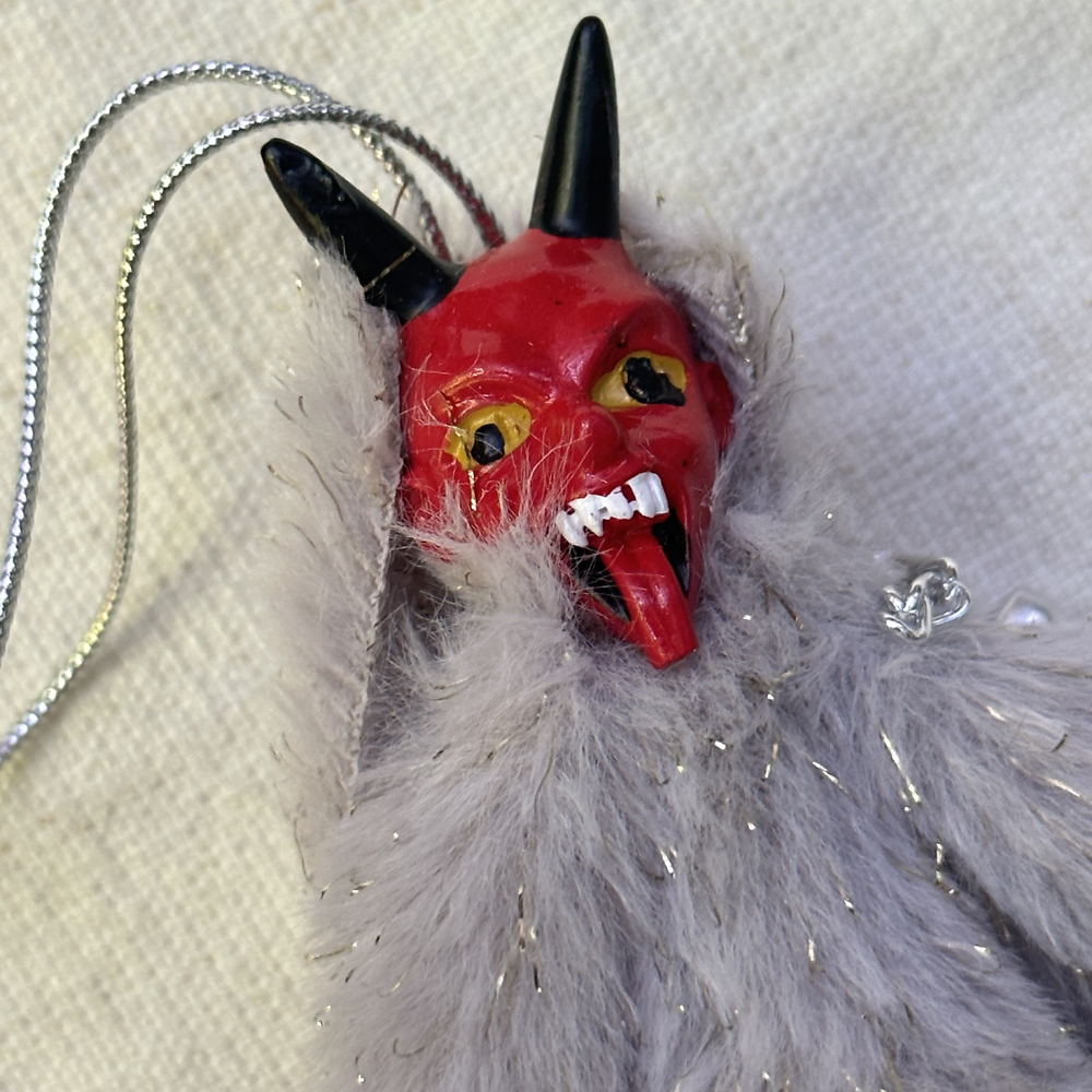 Small Grey Furry Krampus Ornament