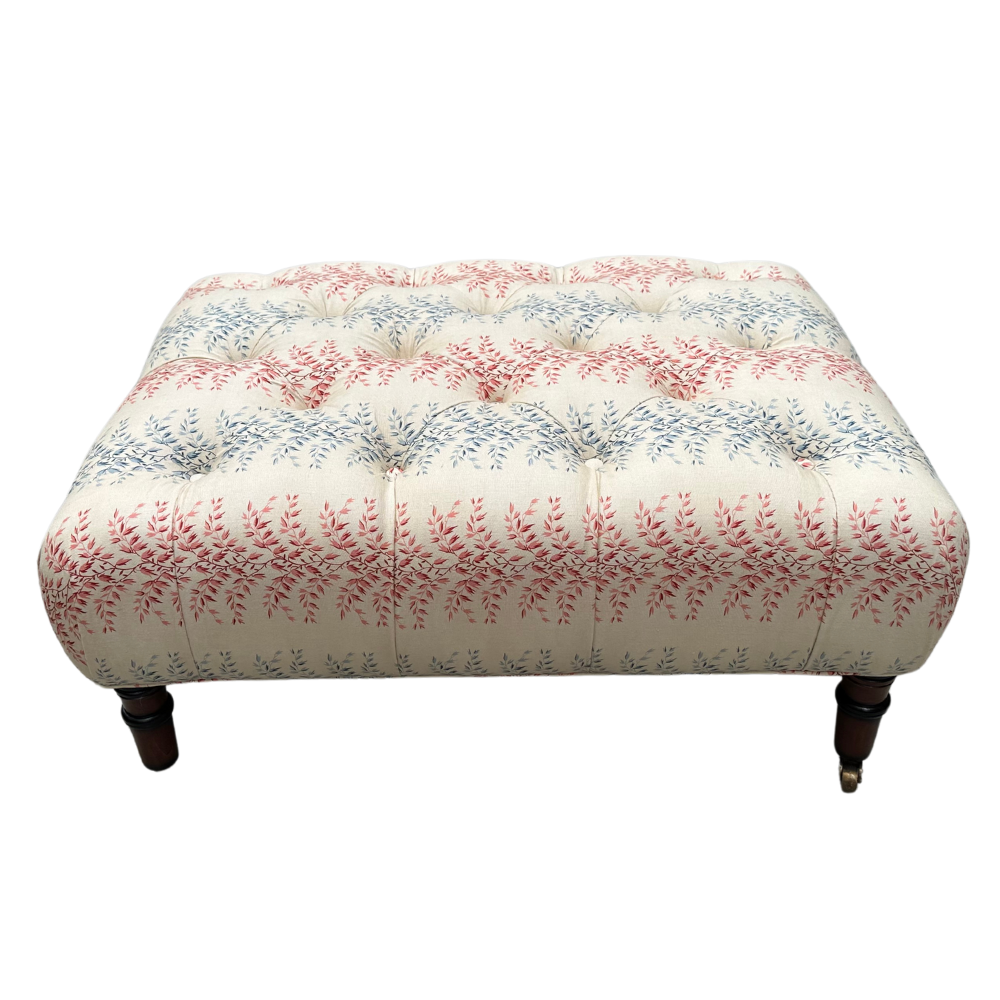 Field Ottoman in Décors Barbares Rayures Datcha Red & Beige Fabric