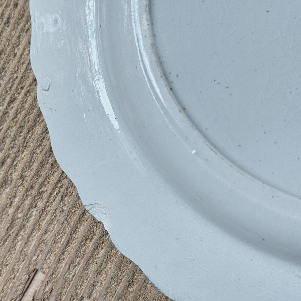 19th-century Blue Feather Edge Ironstone Plate (E)