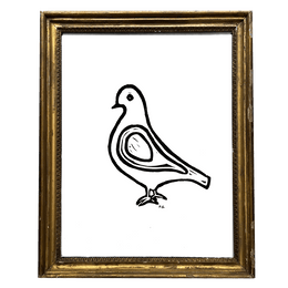 "Left Facing Pigeon" in Vintage Frame