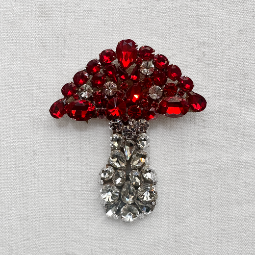 Mushroom Crystal Brooch